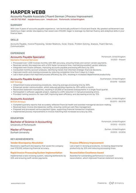 Image result for Accounts Payable CV Sample