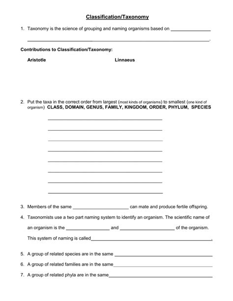 Image result for Biological Classification Answer Key