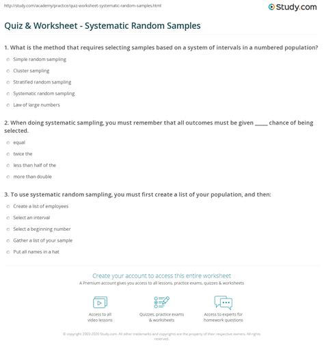 Image result for Systematic Random Sampling Answer 1