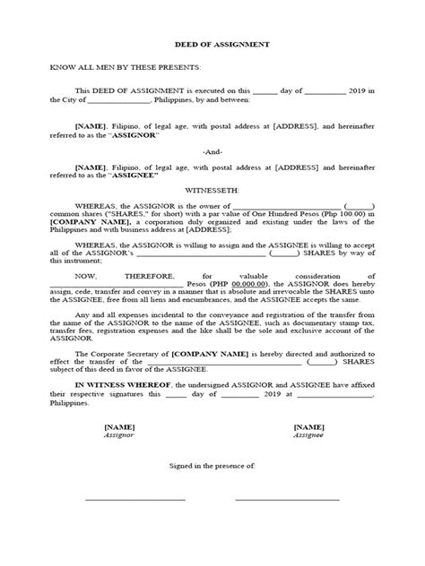 Image result for Deed of Assignment