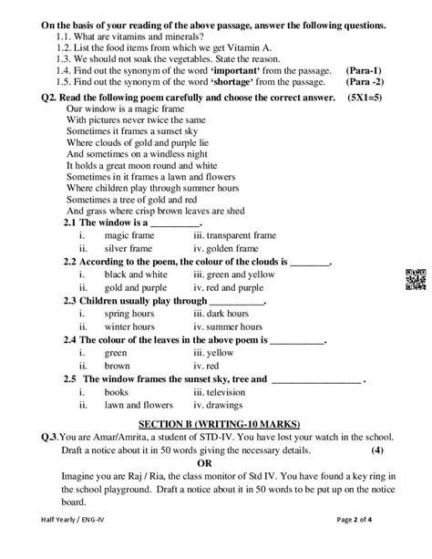 Image result for Class 4th English Question. Answer