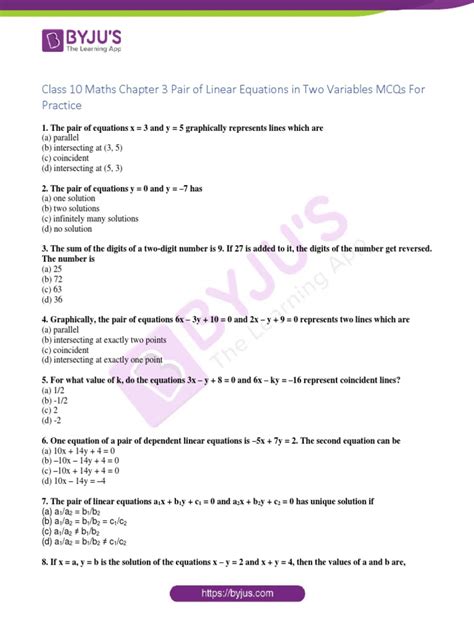 Image result for Class 10 Math Chapter 3 Objective Tar
