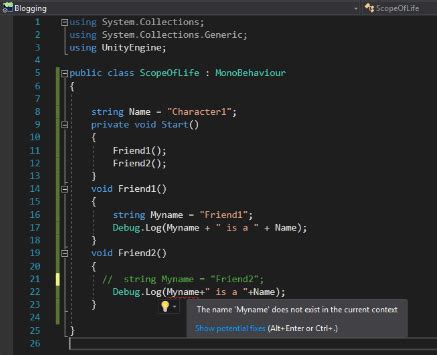 Image result for Local Variable Example in Unity