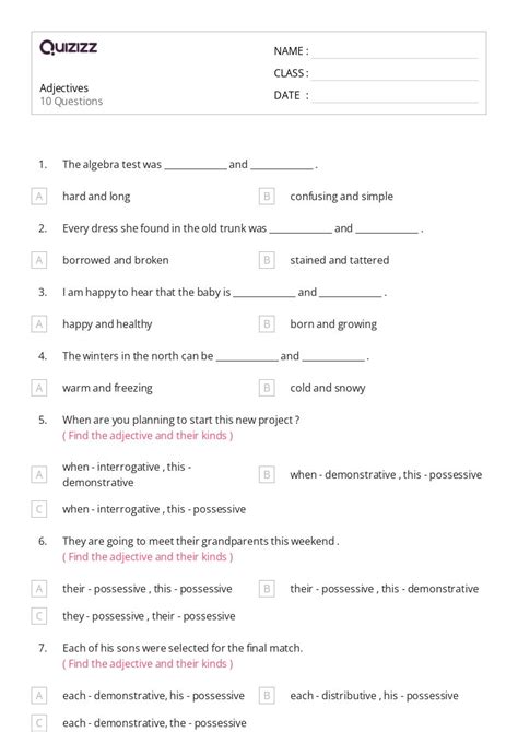Image result for Adjectives Examples for 6th Class