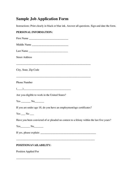 Image result for Sample Job Application Form