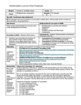 Image result for Multi-Digit Multiplication Lesson Plan Grade 6