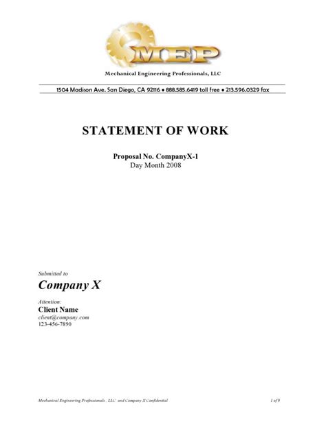 Image result for Statement of Work Format Example