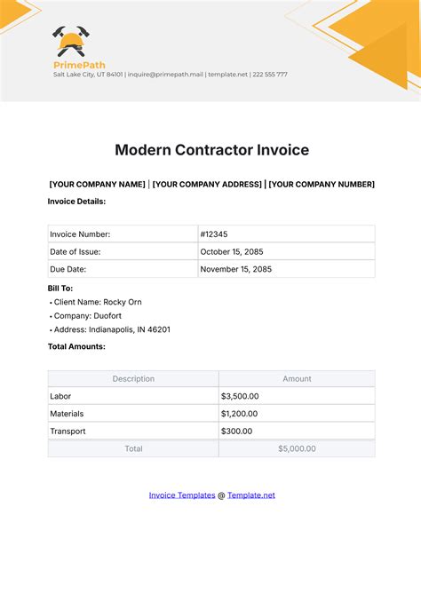 Image result for Simple Contractor Invoice Template