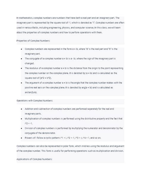 Image result for Rules of Calculation Complex Numbers