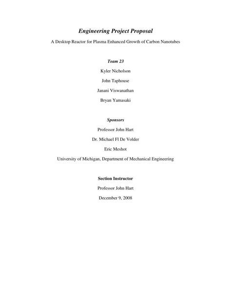 Image result for Engineering Project Proposal Example