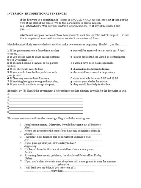 Inversion Conditionals | PDF | Sentence (Linguistics) | Grammar