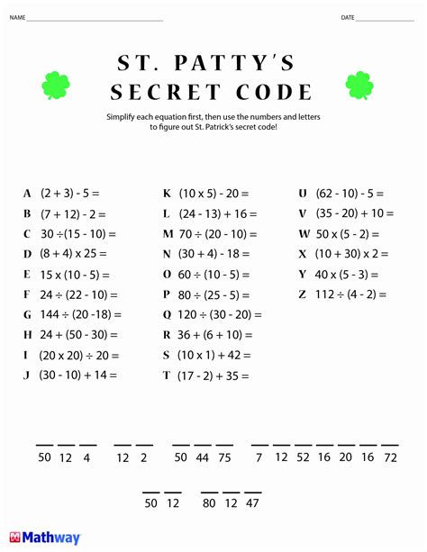 Image result for Secret Code Math Worksheets PDF