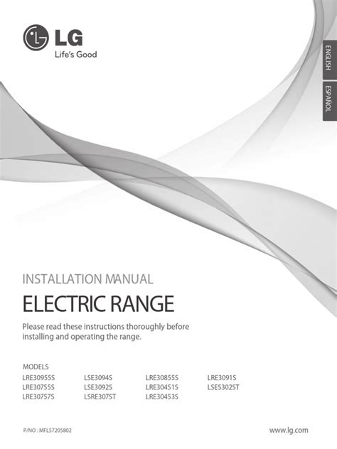 LG Range Lre30451s Installation Instruction | PDF | Building Materials ...