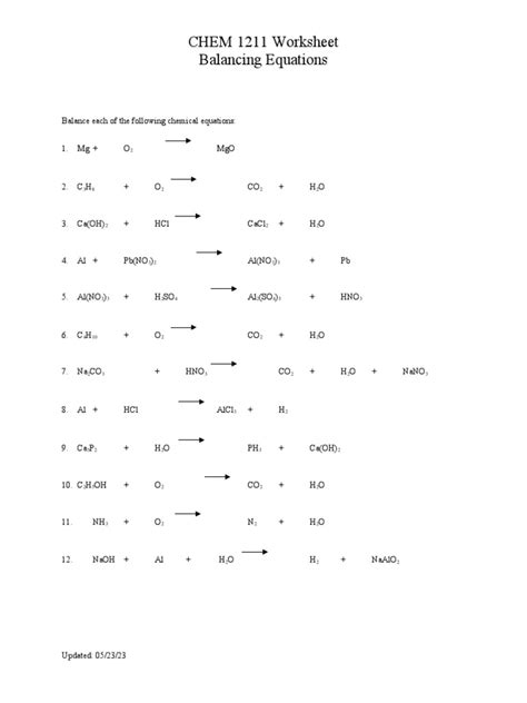 Image result for Balance Equations Worksheet