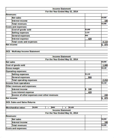 Excel Income Statement - 8+ Free Excel Documents Download
