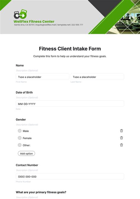 Image result for Blank Client Intake Form