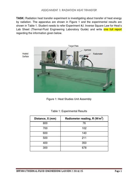Radiation Heat Transfer Experiment Assignment | Download Free PDF ...
