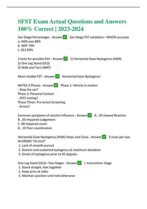 Image result for SFST Test