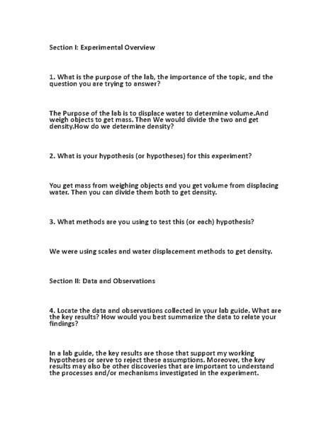 Image result for High School Descriptive Lab Report Guide Example