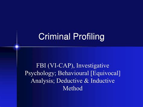 Image result for FBI Method of Profiling