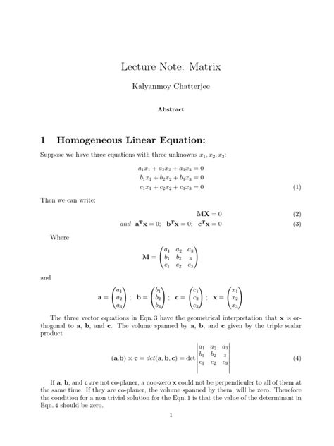 LECTURE NOTE Matrix | Download Free PDF | Eigenvalues And Eigenvectors ...