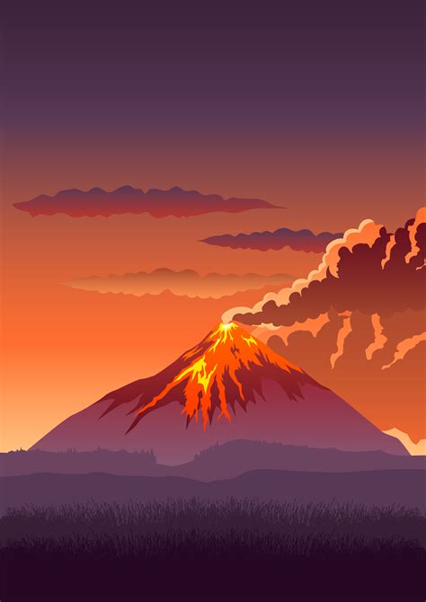 Volcano Vector illustration 1851231 Vector Art at Vecteezy