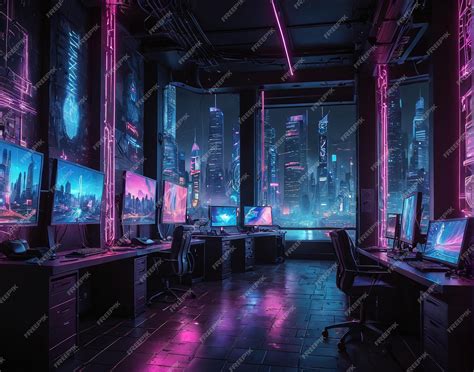 Image result for Neon Computer Room