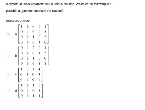 Image result for Unique Solution Matrix Example