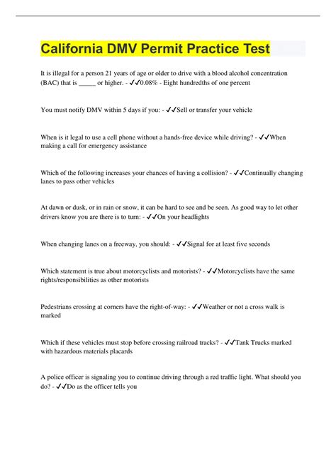 Image result for California DMV Practice Test