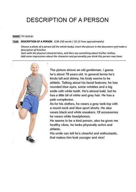 Image result for Example Description of a Person