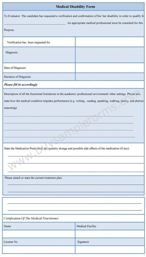 Image result for Disability Forms Sample