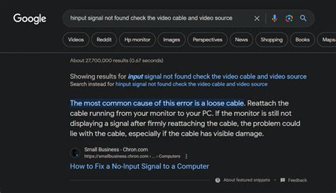 Image result for Input Signal Not Found Check Video Cable