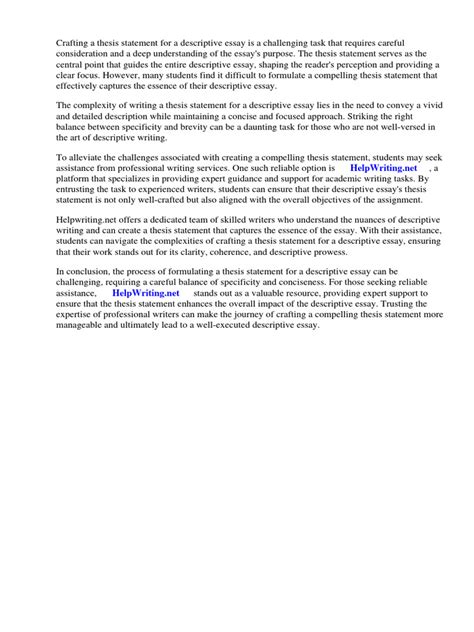 Image result for Descriptive Essay Thesis Example