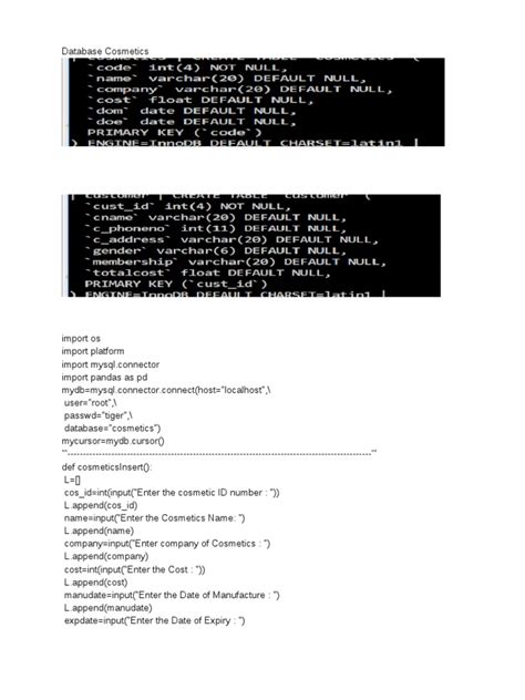 Image result for Examples of Database On Cosmotics Company On Computer