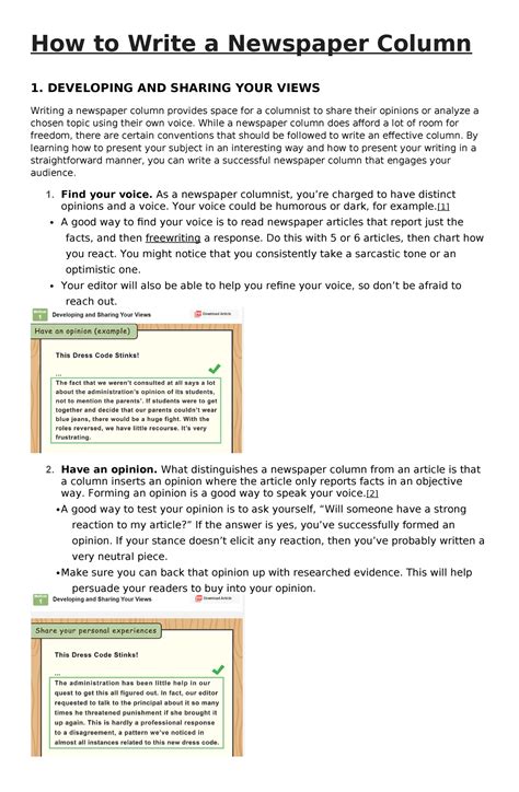Image result for Column Writing Examples