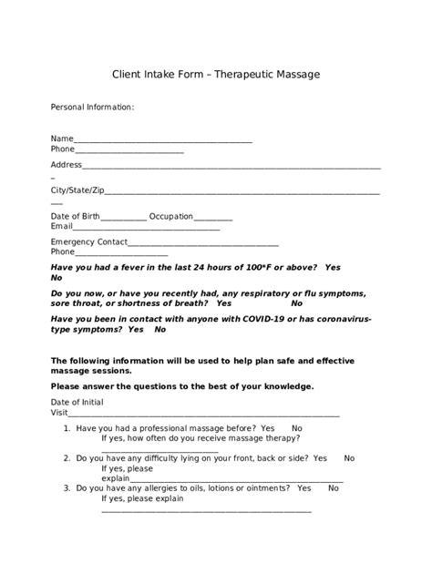 Image result for Blank Client Intake Form