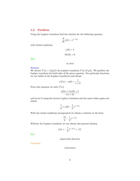 Image result for Example of Laplace Transform with Solution