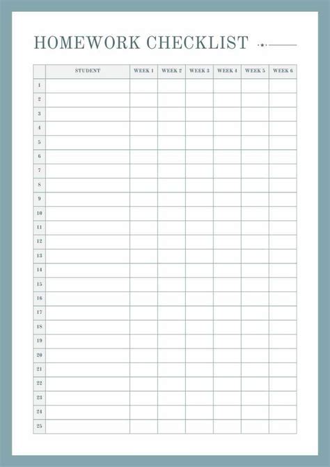 Image result for Homework Checklist