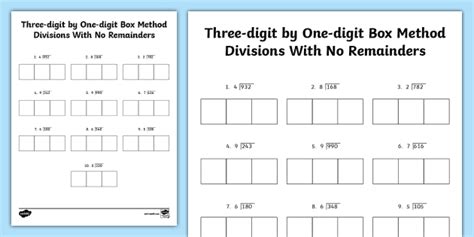 Image result for Box Method Division Worksheets PDF