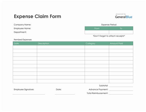 Image result for Expense Claim Form