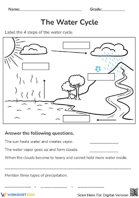 Water Cycle Review Worksheets (Interactive) | Water cycle, Water cycle ...