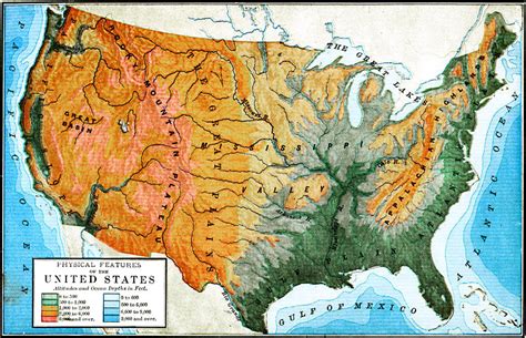 Map Of USA With Landforms | Printable Map Of USA