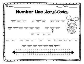 Image result for Secret Code Number Line Worksheet
