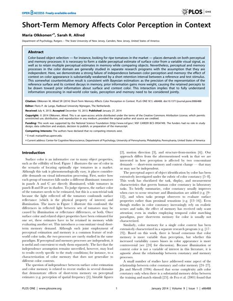 Image result for Research Paper Example On If Color Affects Memory