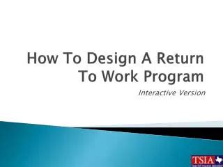 Image result for Establish a Return to Work Program