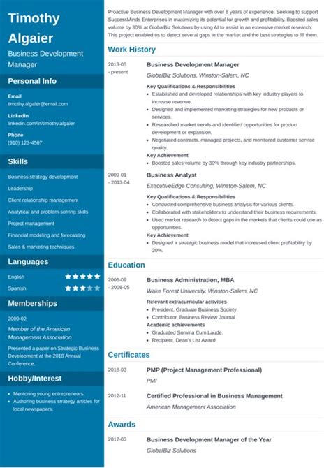 Examples Of Business Resumes New Business Development Resume Samples