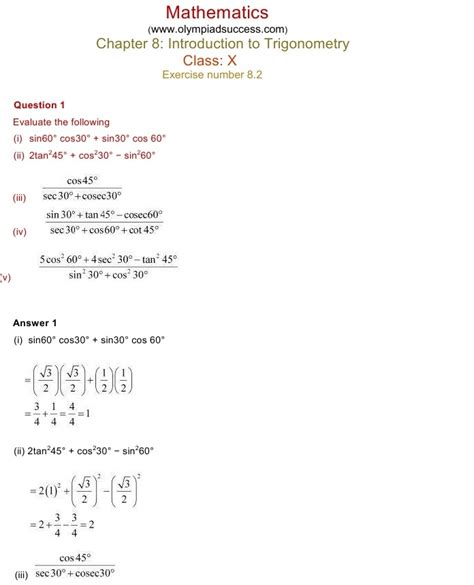 Image result for Trigonometry Class 10 Exercise 8.2