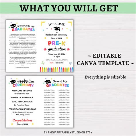 Image result for Pre-K Graduation Program Template Editable