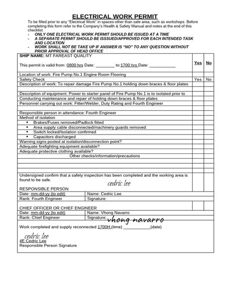 Image result for Electrical Work Permit