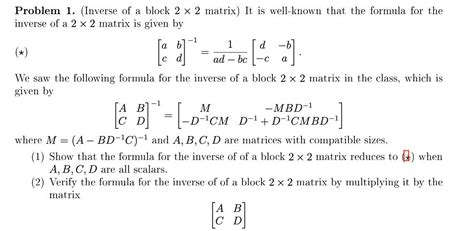 Image result for Inverse of 2X2 Block Matrix